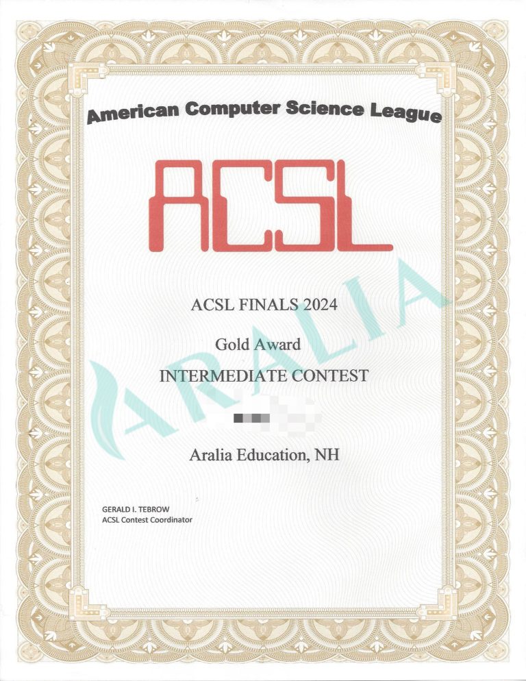 ACSL全美计算机竞赛捷报：睿雅队伍排名世界前10%，荣获1枚总决赛金奖！ | Aralia Education